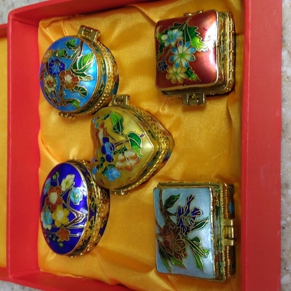 Accents | Set Of Five Cloisonne Metal Boxes | Poshmark